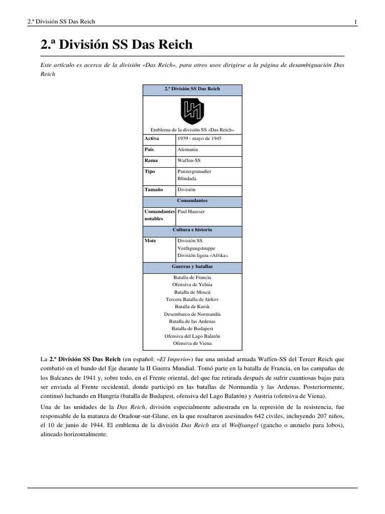 División SS Das Reich | PDF | Waffen SS | Guerra