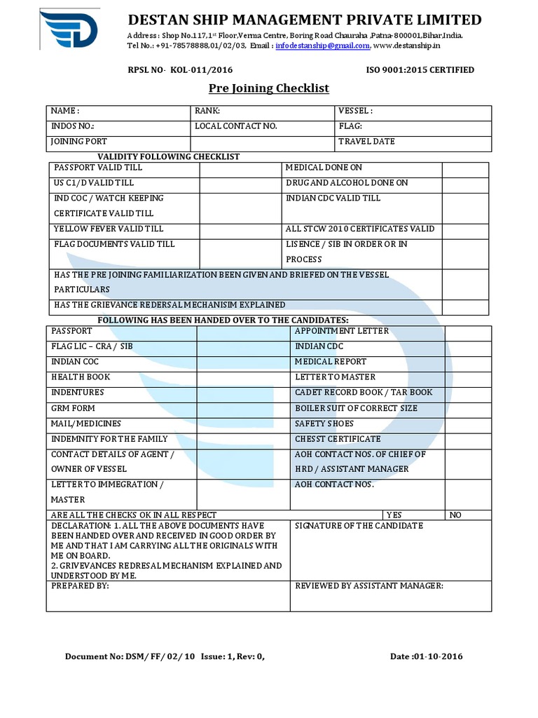 Pretty Joining Checklist | PDF | Business