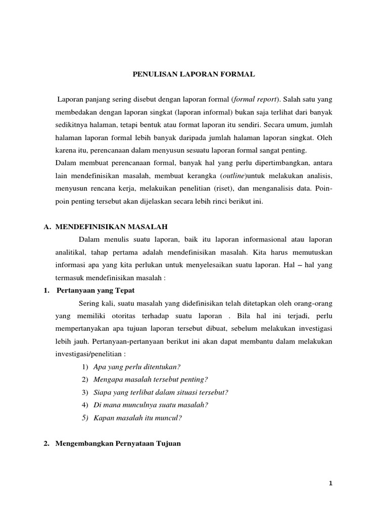 Penulisan Laporan Formal | PDF