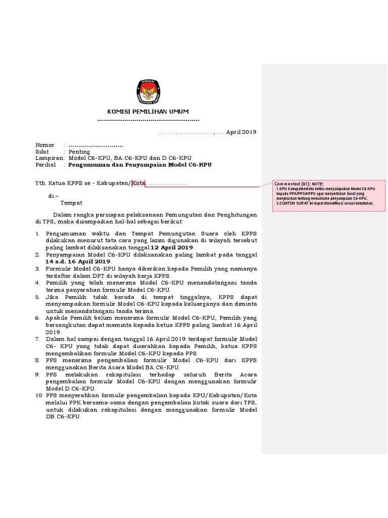 Contoh Surat Penyampaian c6 Edit | PDF