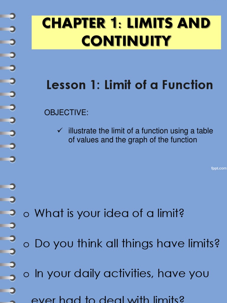 Chapter 1: Limits and Continuity: Lesson 1: Limit of A Function | PDF