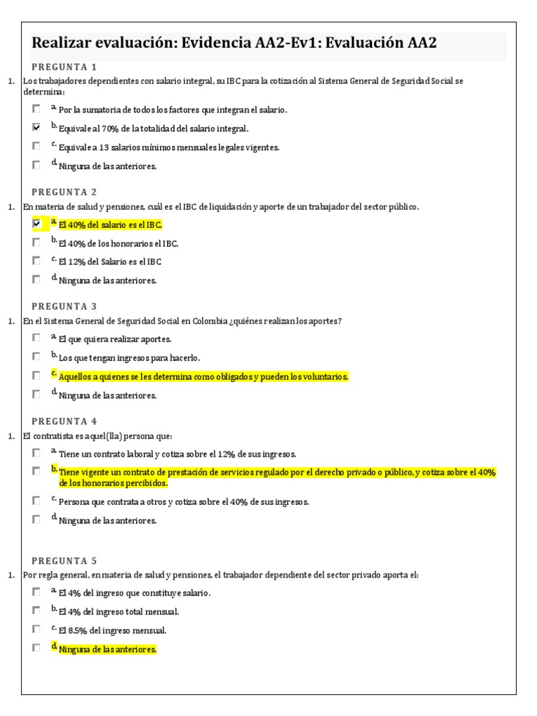Evidencia AA2-Ev1 Evaluación AA2 Seguridad Social en Colombia | PDF | Pensión | Salario