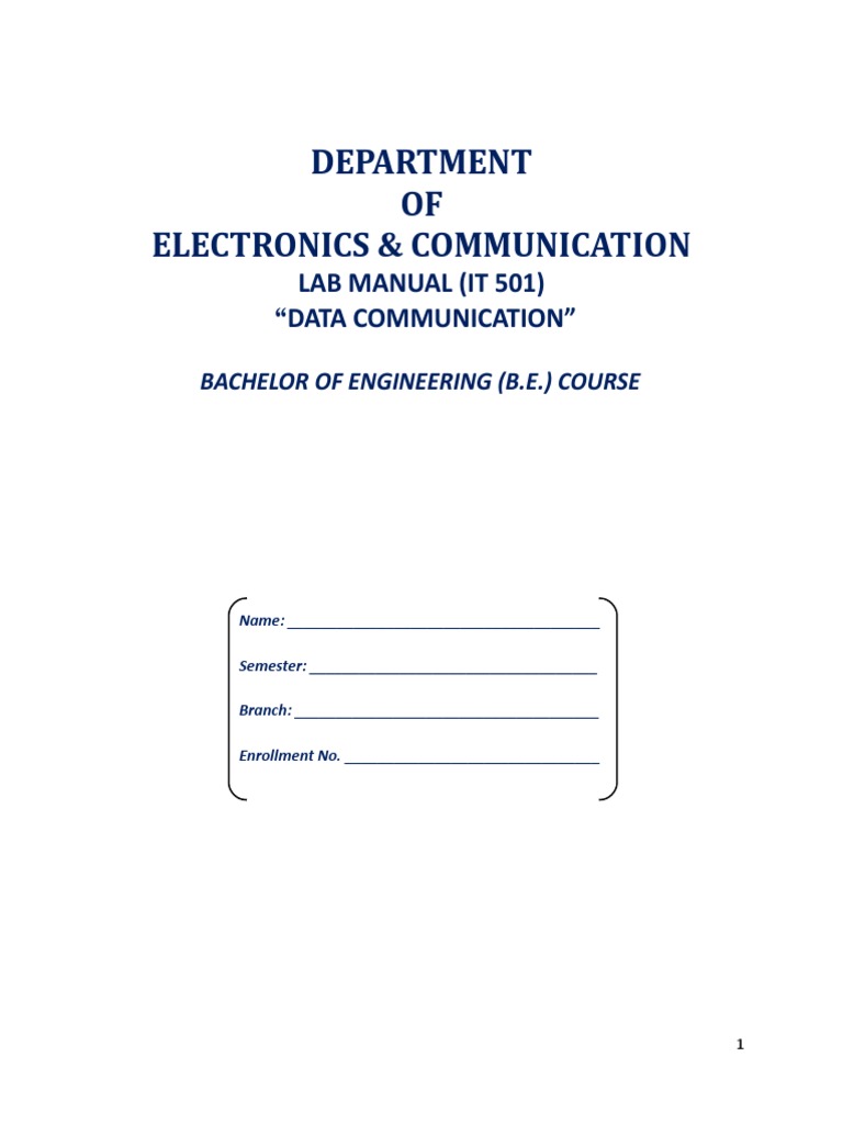 Department OF Electronics & Communication: Lab Manual (It 501) " Data ...