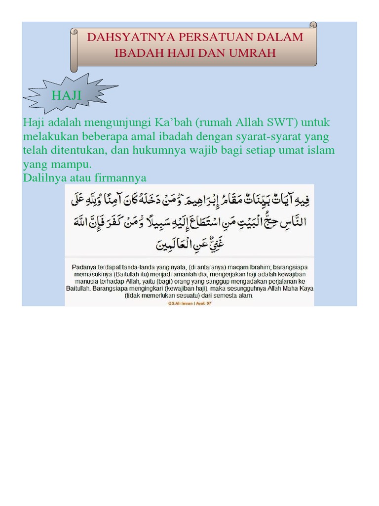 Dalil dan Syarat Haji serta Umrah | PDF