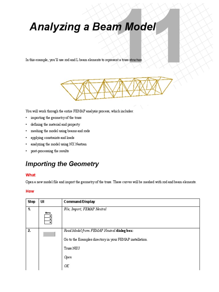 Exercise 8 - Femap Example 11 - Analyzing A Beam Model | PDF | Beam ...