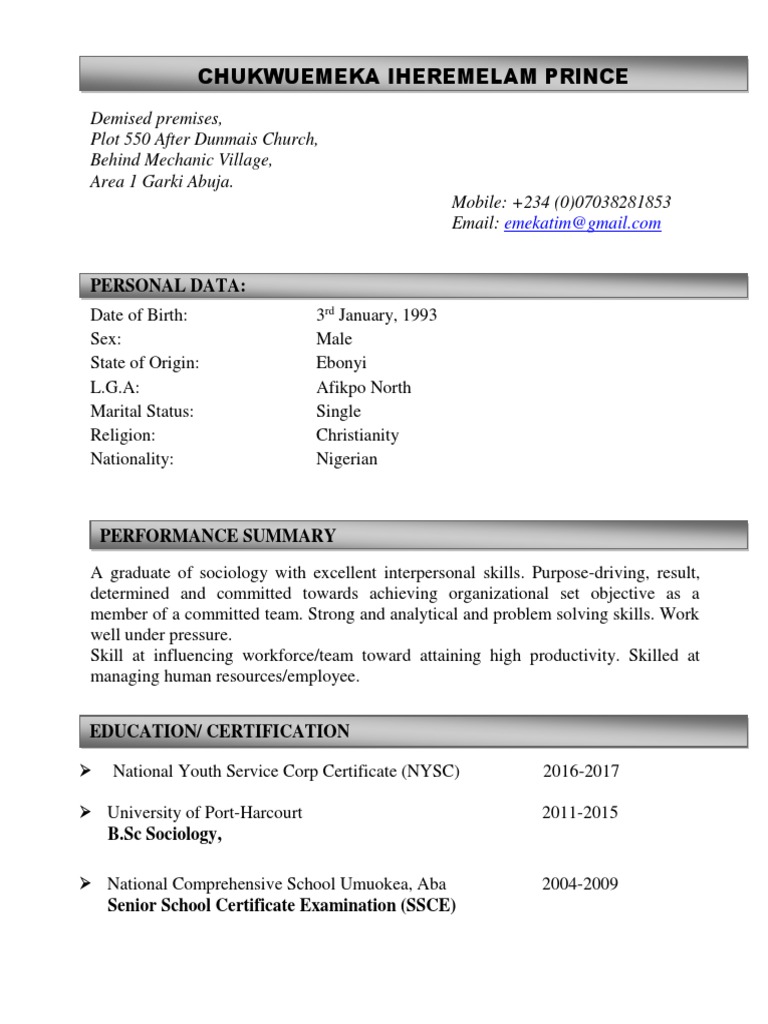 Chukwuemeka Iheremelam Prince CV | PDF | Business | Behavioural Sciences