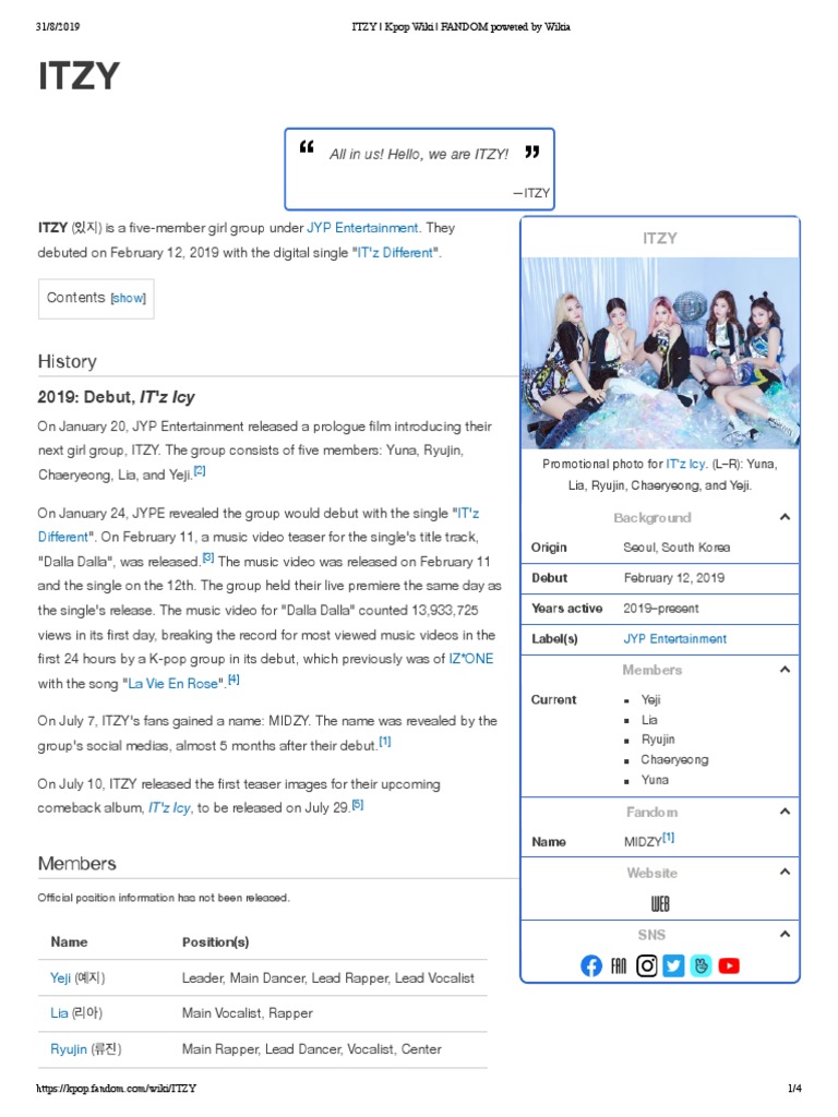 Biography of Itzy | PDF | Pop Music | Popular Music