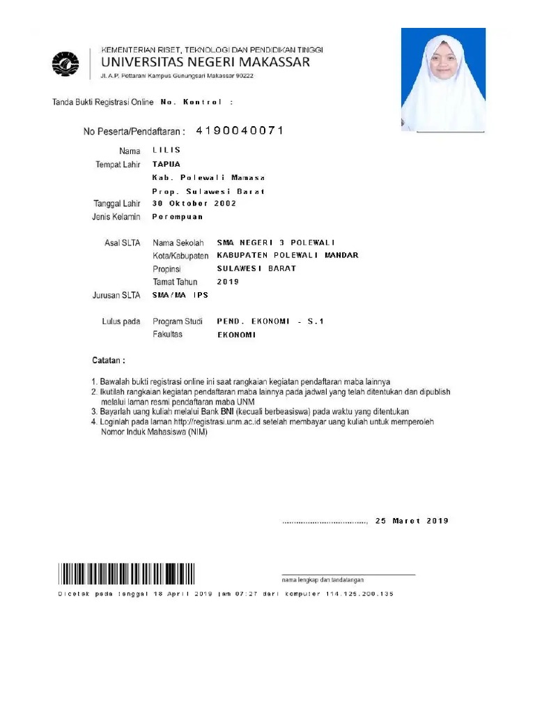 Kartu Nim Lilis | PDF