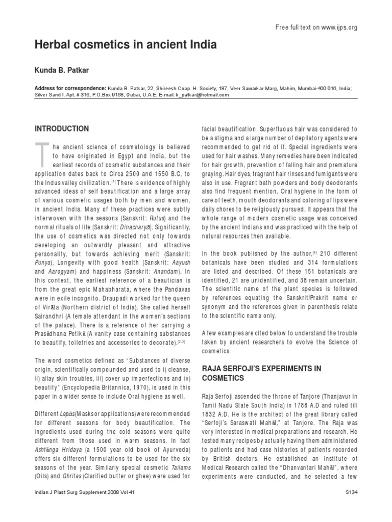 Ancient Herbal Cosmetics of India: A Glimpse into the Sophisticated ...