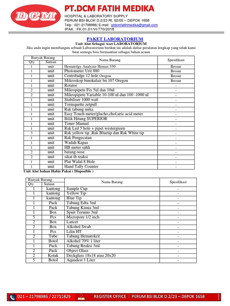 Paket Lengkap Alat Laboratorium Klinik | PDF