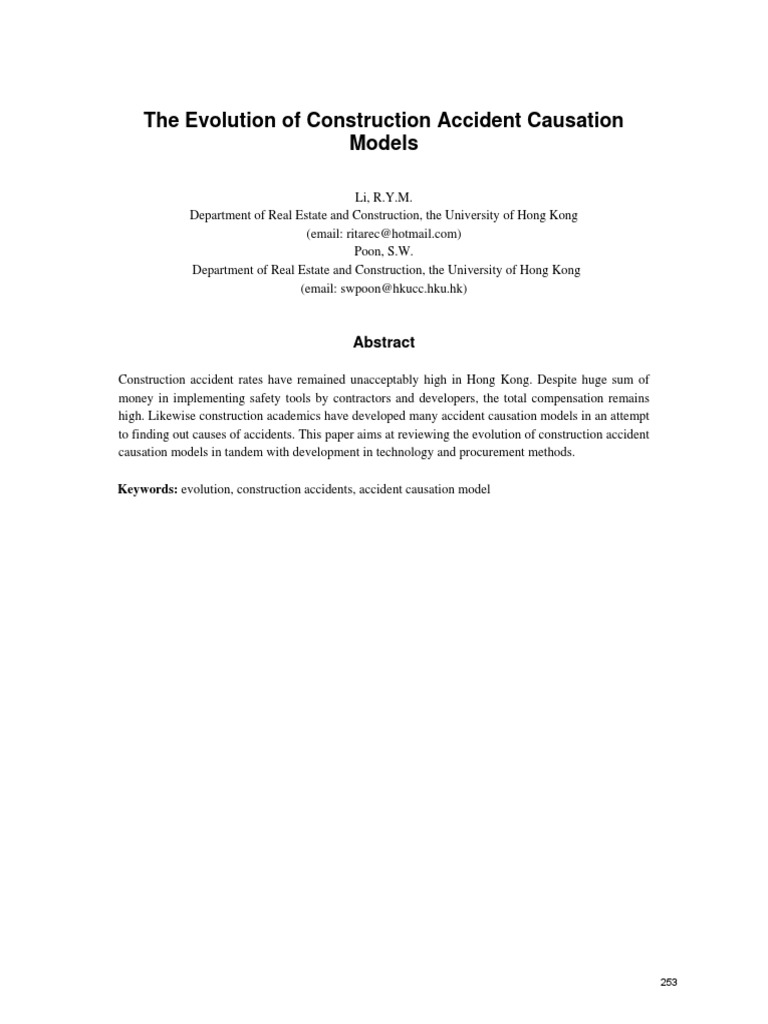 The Evolution of Construction Accident Causation Models | PDF | Causality | Risk