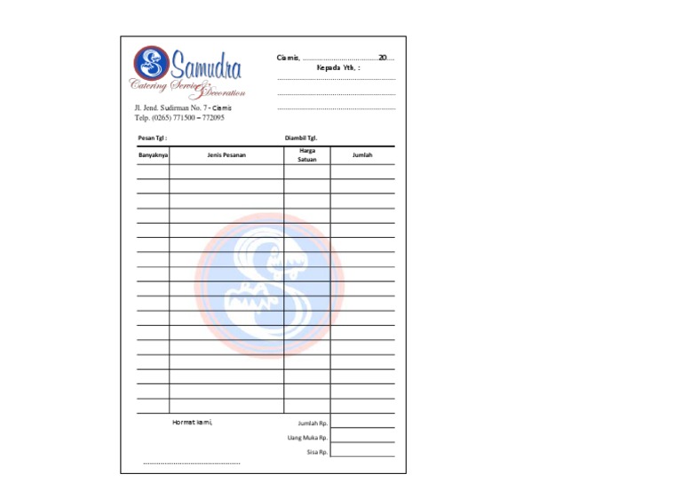 Contoh Bon Catering | PDF