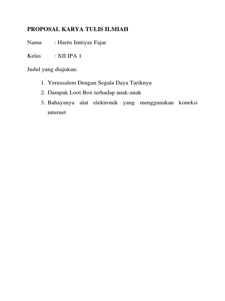 Proposal Karya Tulis Ilmiah | PDF | Sejarah