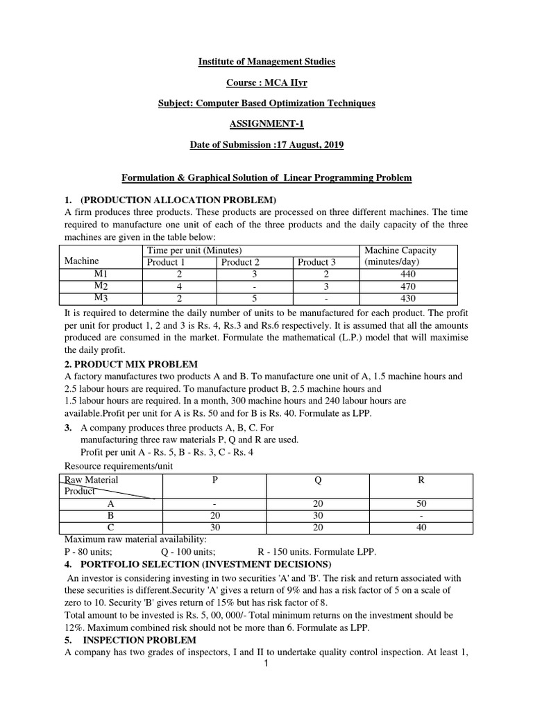 Assignment1 CBOT 19 | PDF | Mathematical Optimization | Investing