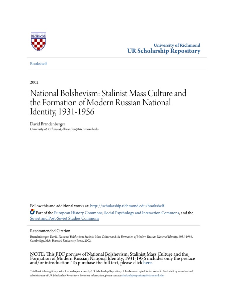 National Bolshevism: Stalinist Mass Culture and The Formation of Modern ...