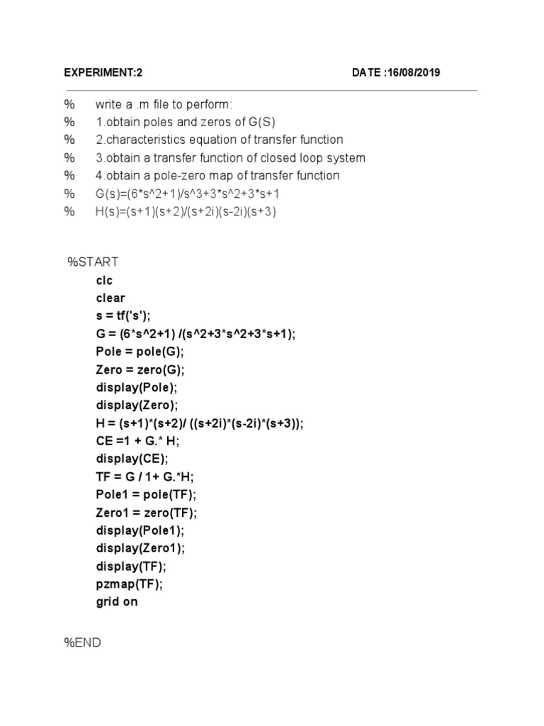 MATLAB Transfer Function Analysis | PDF | Teaching Methods & Materials