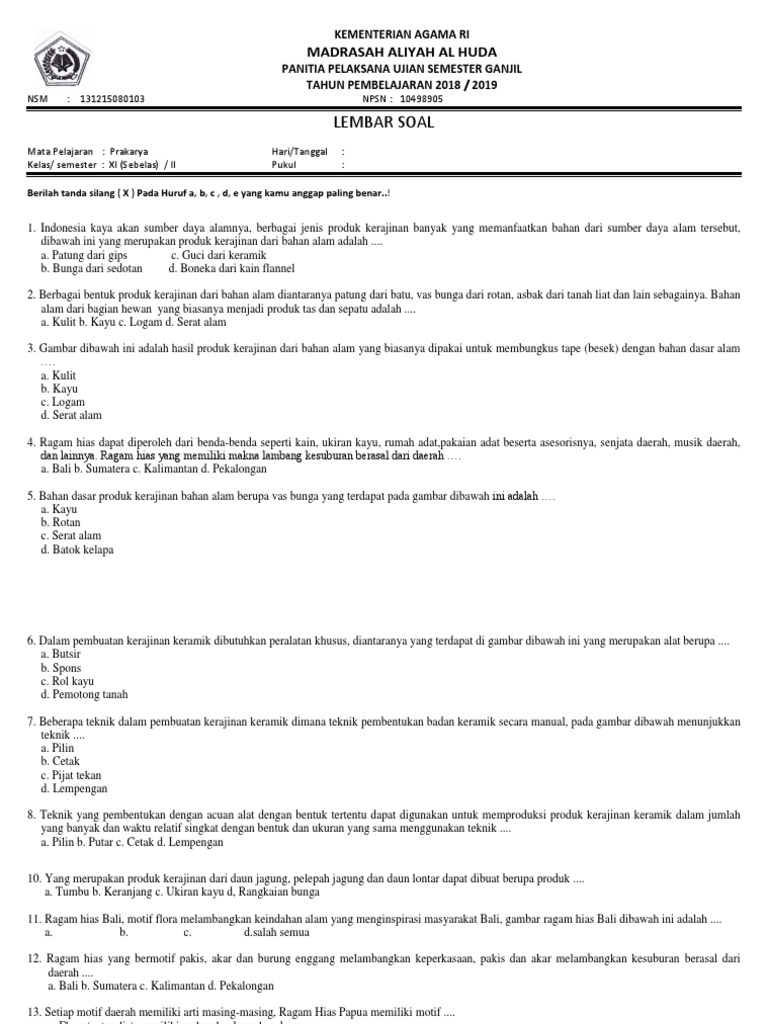 Soal-Soal Ujian SD Kelas 2 | PDF
