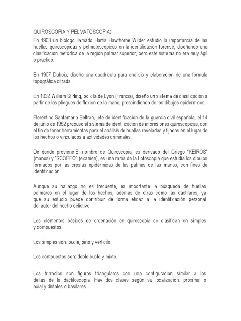 Taller Quiroscopia y Pelmatos | PDF | Mano | Huella dactilar