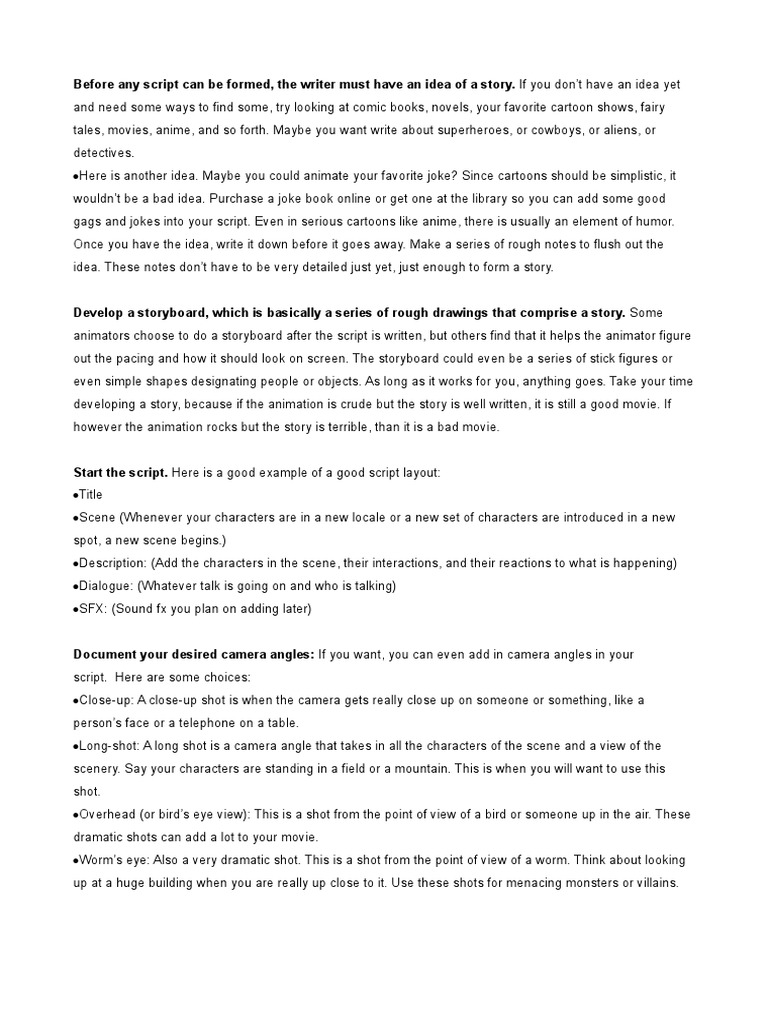 Cartoon Script | PDF | Cartoon | Animation