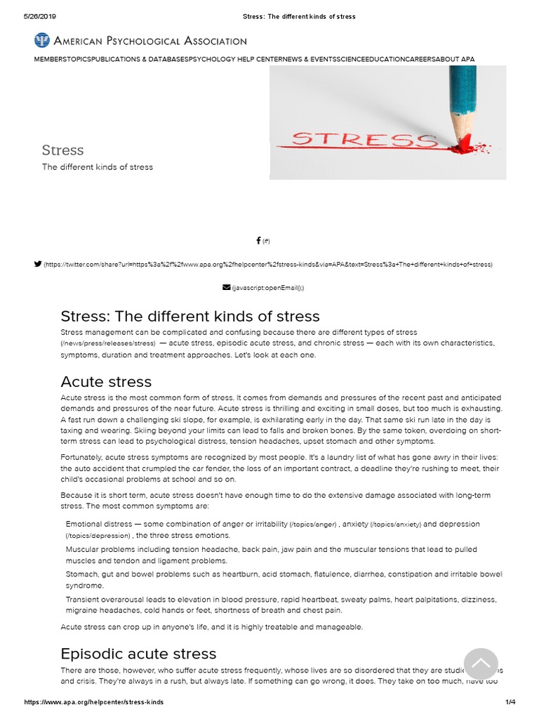 Stress - The Different Kinds of Stress | PDF | American Psychological ...