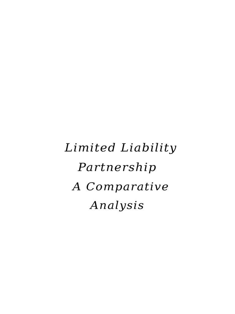 Limited Liability Partnership Pdf Limited Liability Partnership Law