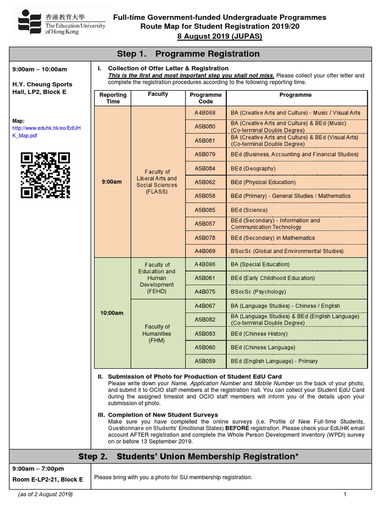 Route Map for New Undergraduate Student Registration at The Education ...
