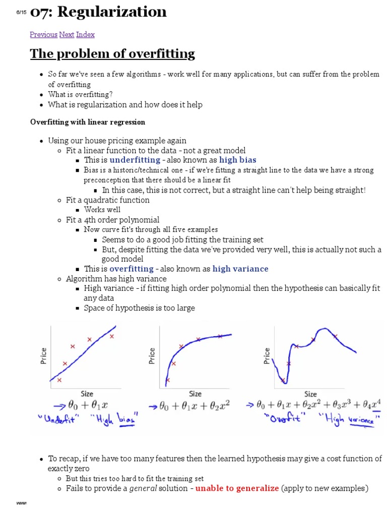 The Problem of Overfitting: Overfitting With Linear Regression | PDF ...
