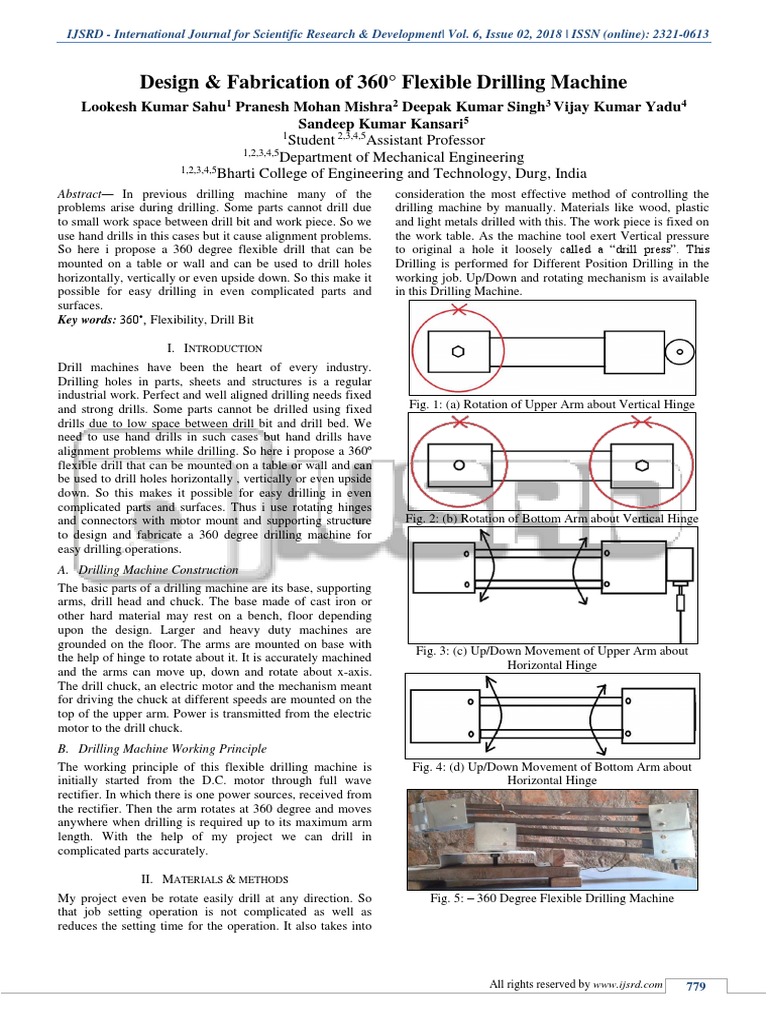 Design & Fabrication of 360° Flexible Drilling Machine | PDF | Drill ...
