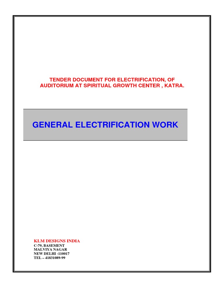 Tender Document for the General Electrification Work of the Auditorium ...