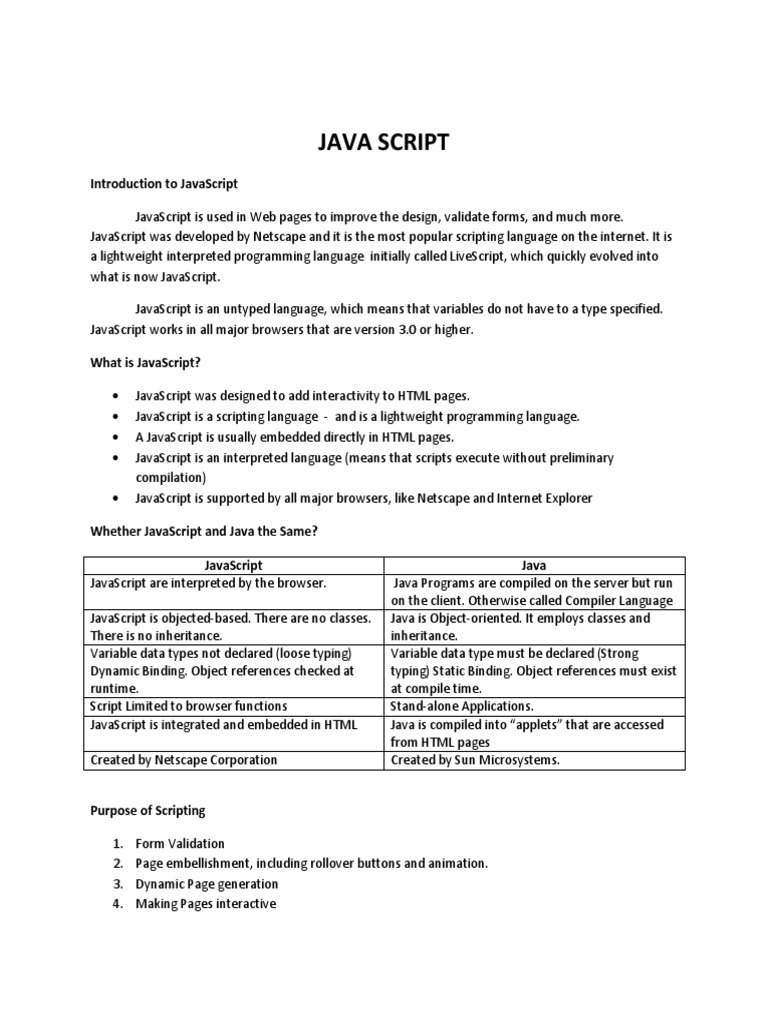 Java Script: Introduction To Javascript | PDF | Dynamic Web Page | Java Script
