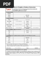 (Form2) Certificate of English As Medium of Instruction | PDF