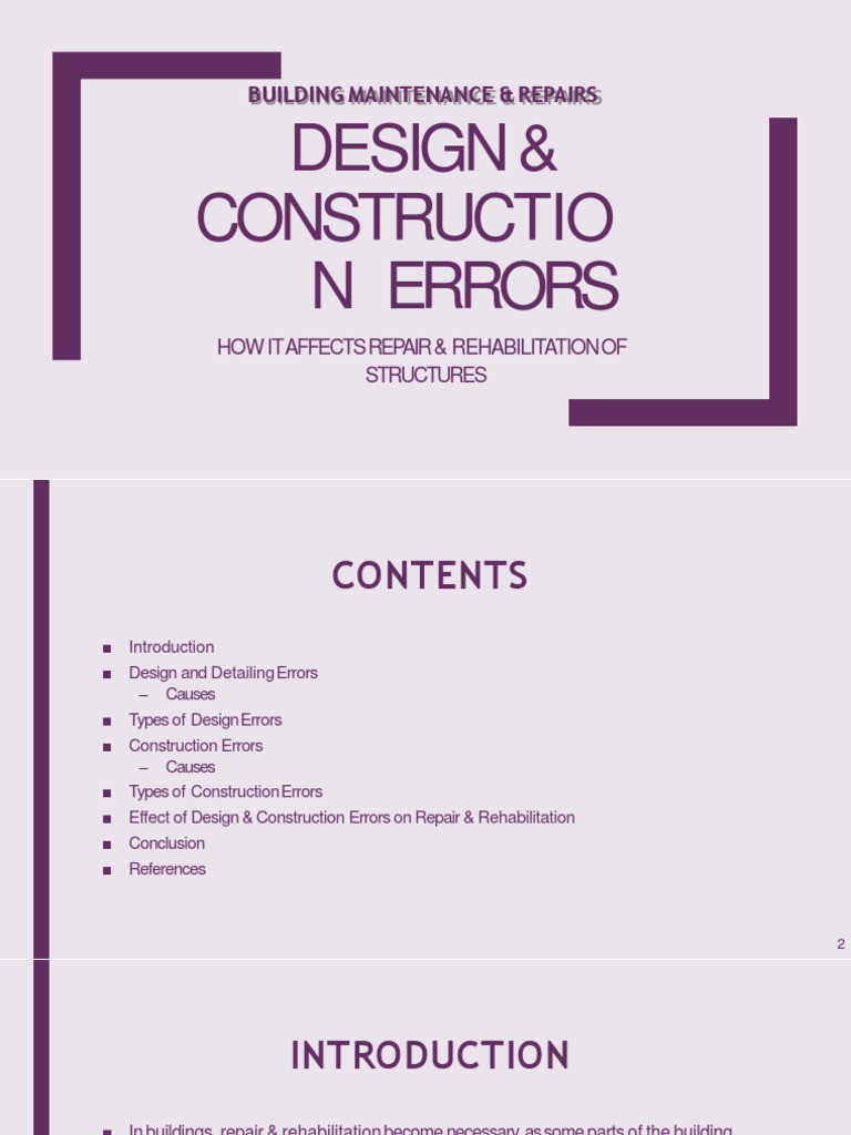 Design & Constructio N Errors: Building Maintenance & Repairs | PDF ...