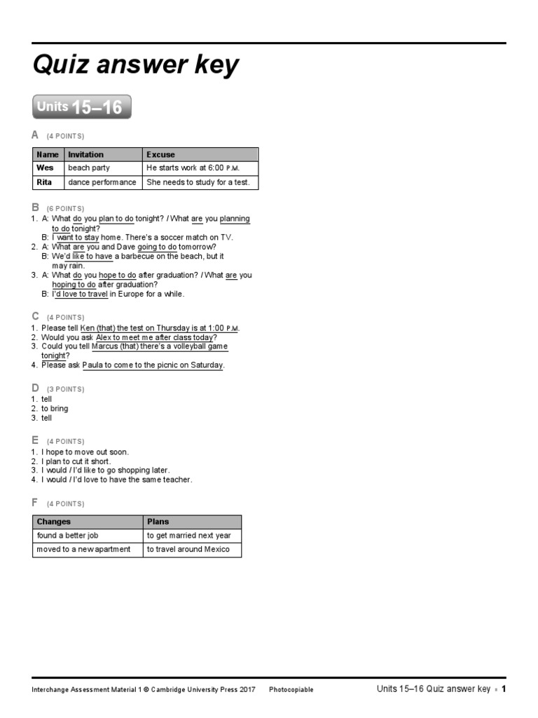 IC5 L1 WQ U15to16 Key | PDF