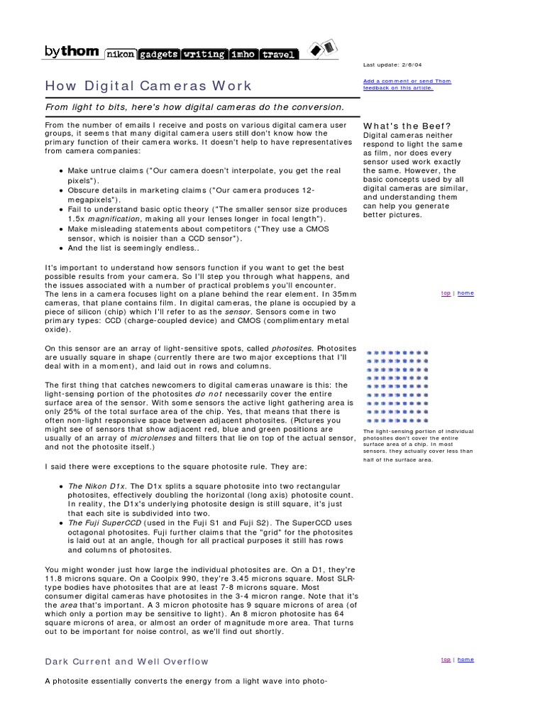 How Digital Cameras Work by Thom Hogan | PDF | Digital Camera | Pixel