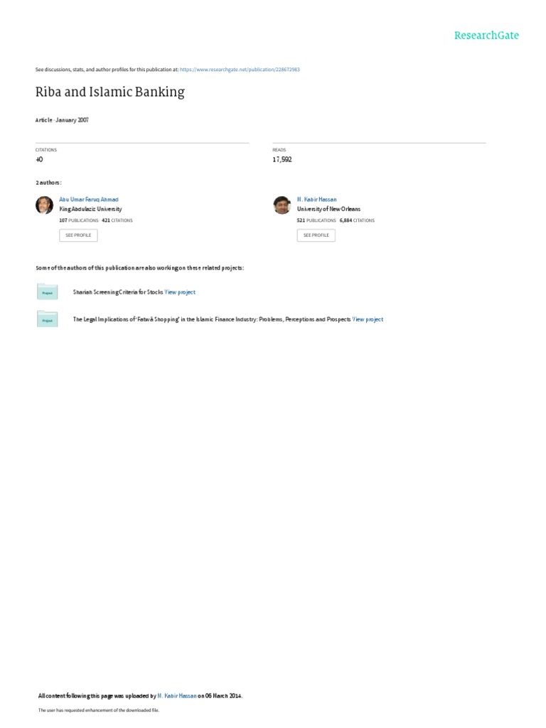 Riba and Islamic Banking | PDF | Interest | Usury