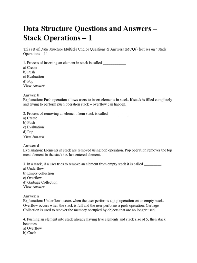Data Structure Questions and Answers | PDF | Queue (Abstract Data Type ...