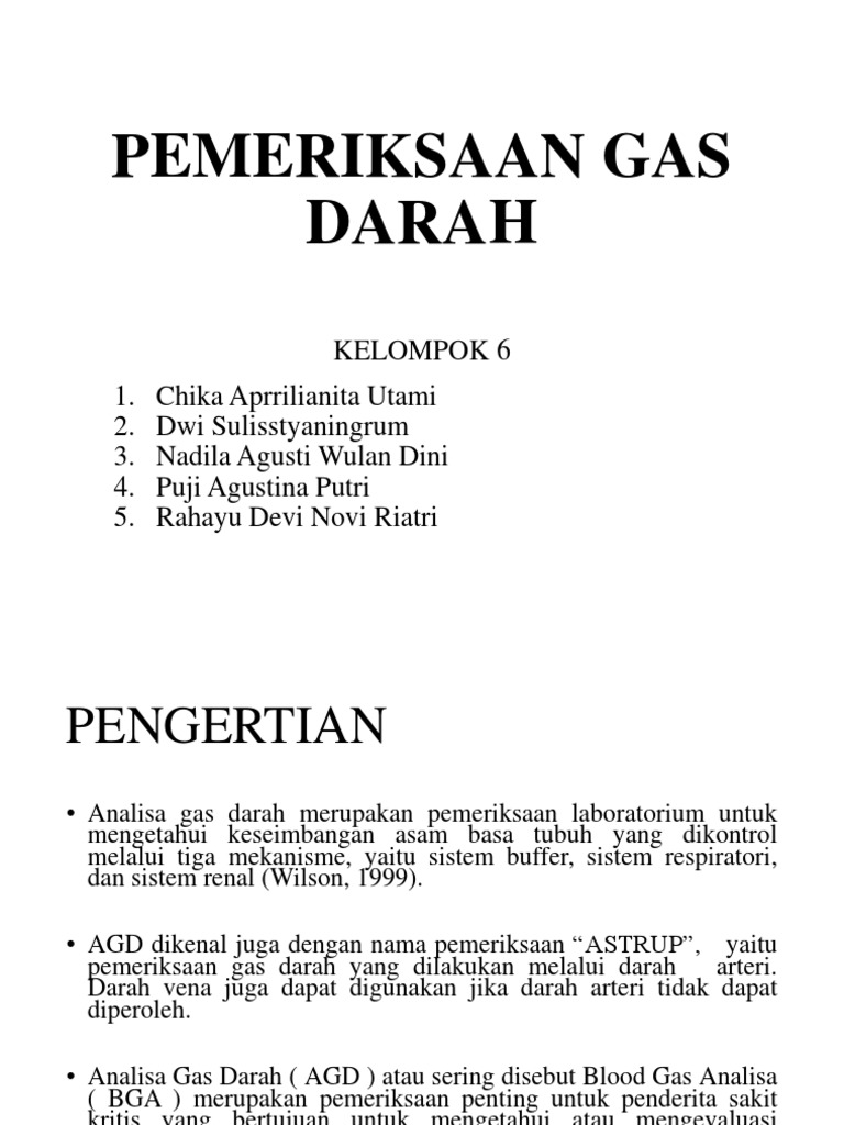 Analisa Gas Darah Prosedur Dan Interpretasi Pdf Pengembangan Diri