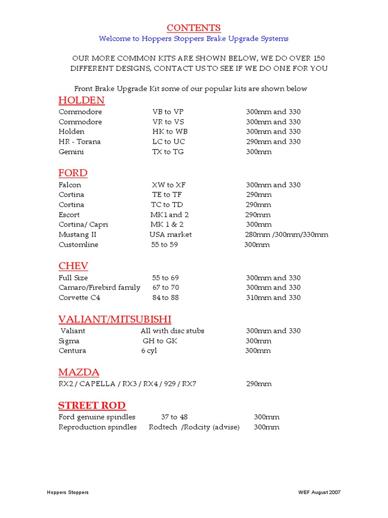 Hopper Stoppers Catalogue BRAKES | PDF | Brake | Manufactured Goods