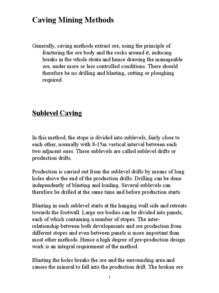 Sublevel Caving | Download Free PDF | Mining | Nature