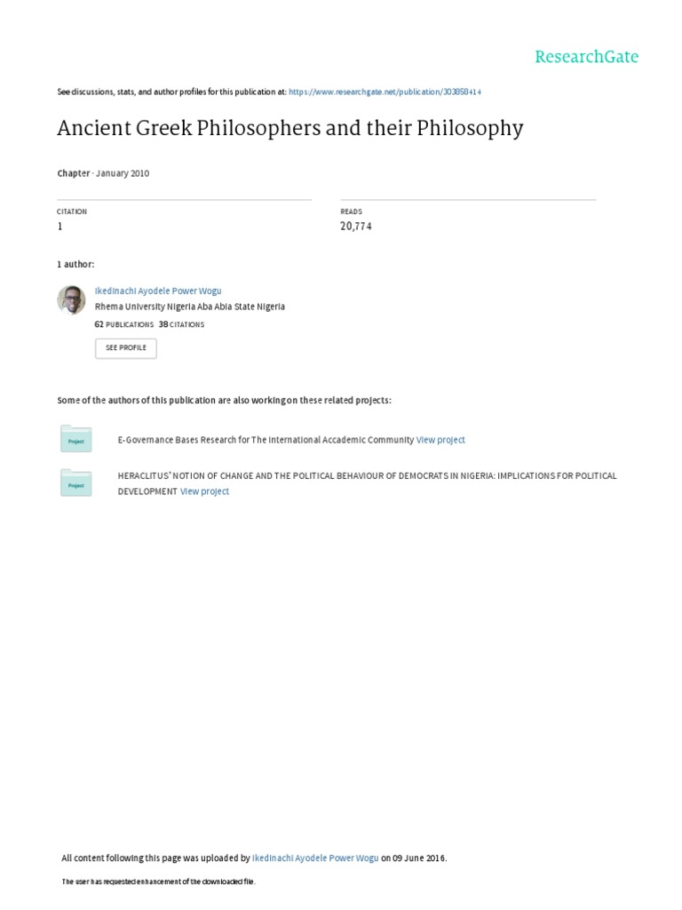 Ancient Greek Philosophers Their Philosophy | PDF