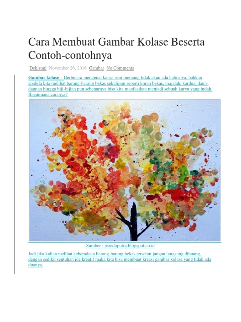 Cara Membuat Gambar Kolase Beserta Contoh | PDF