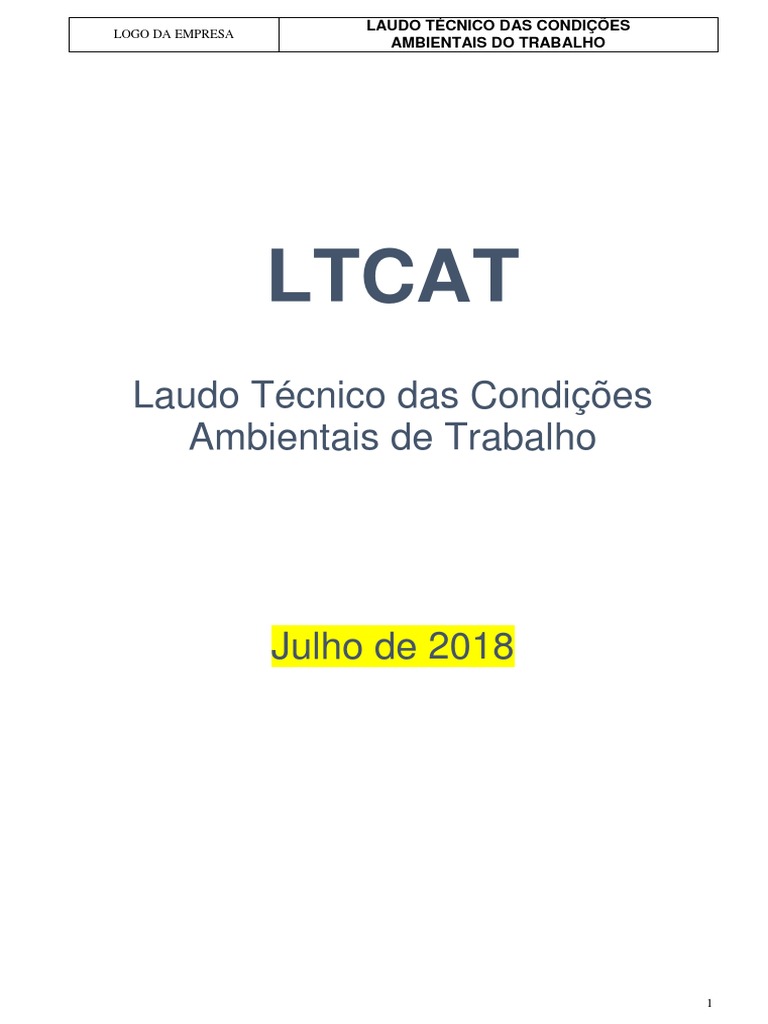 LTCAT - Laudo Técnico das Condições Ambientais de Trabalho | PDF ...