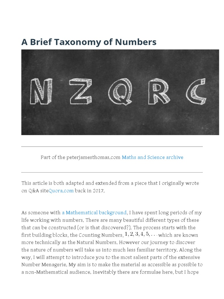 A Brief Taxonomy of Numbers | PDF | Numbers | Polynomial