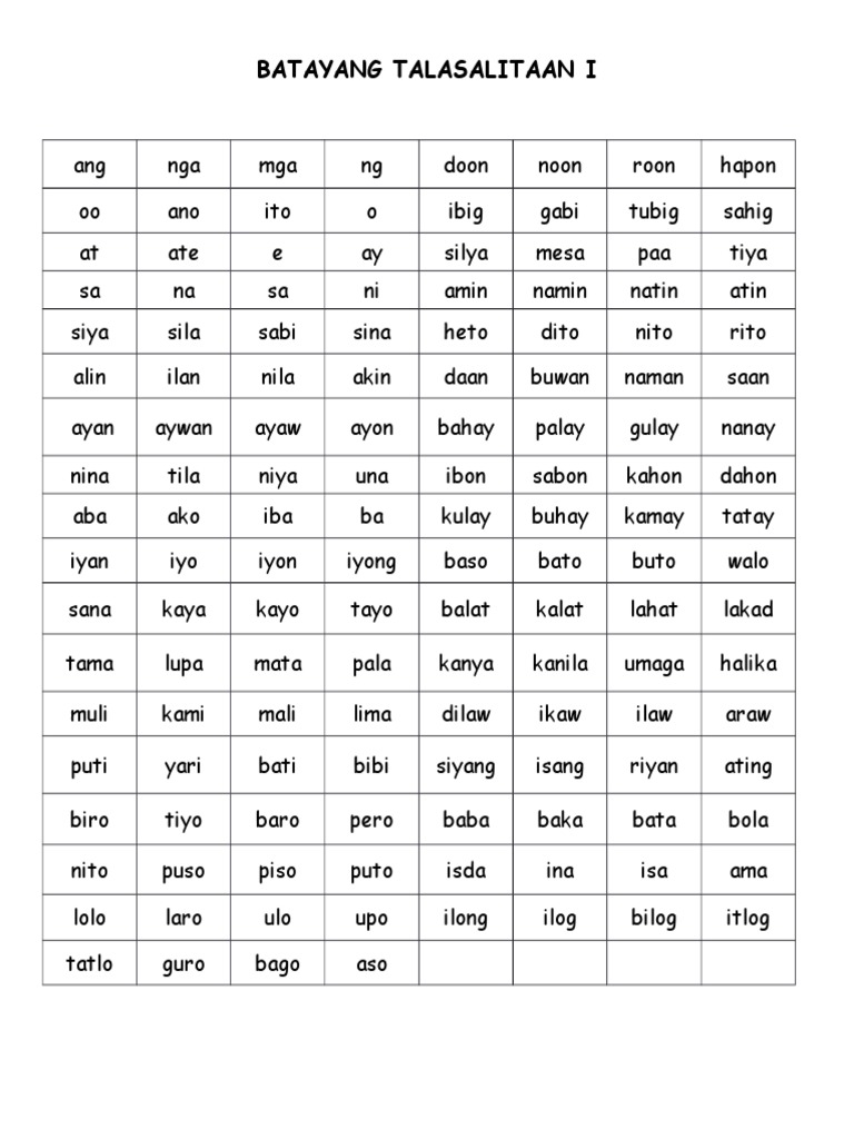 Batayang Talasalitaan | PDF