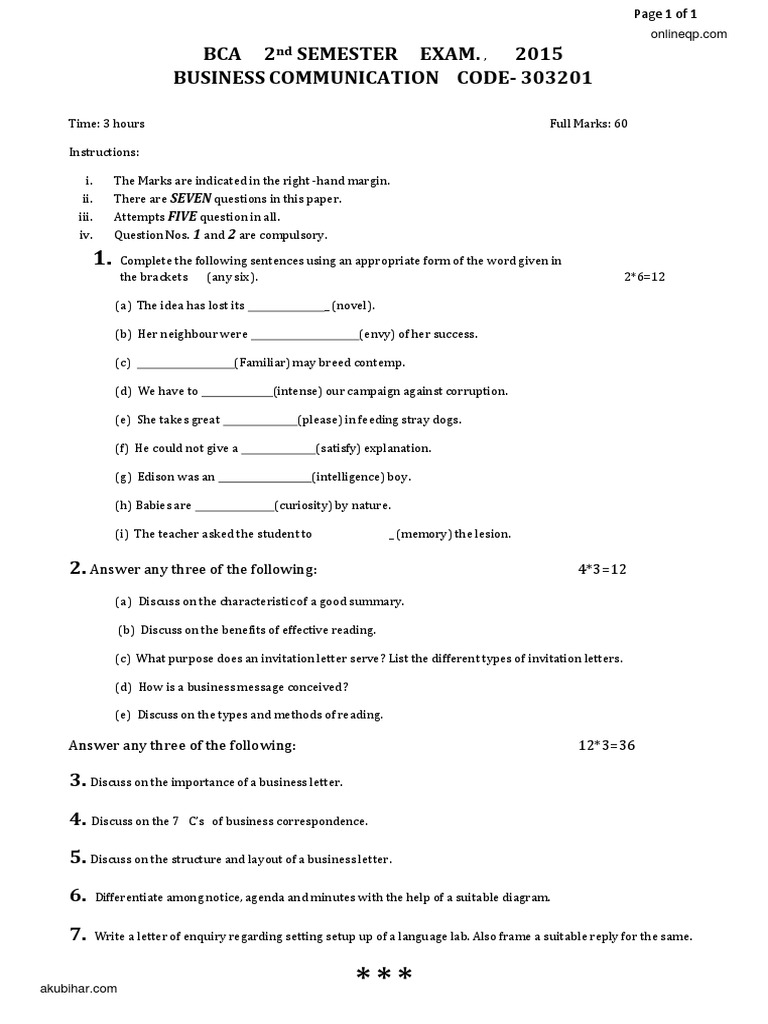 Aku Bca 2 Sem 303201 Business Communication 2015 | PDF | Psychological ...