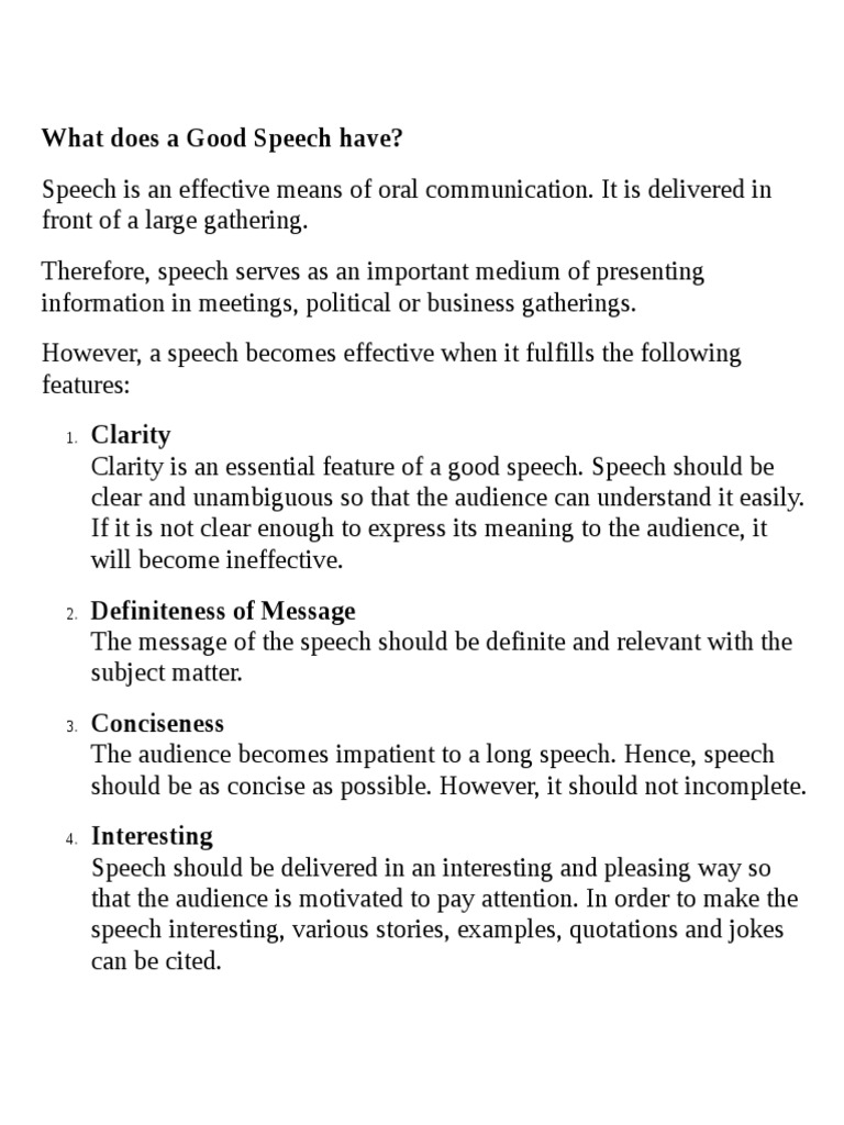 What Does A Good Speech Have PDF | PDF | Speech | Body Language