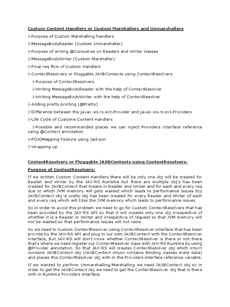 Custom Content Handlers or Custom Marshallers and Unmarshallers | PDF | Json | Class (Computer ...