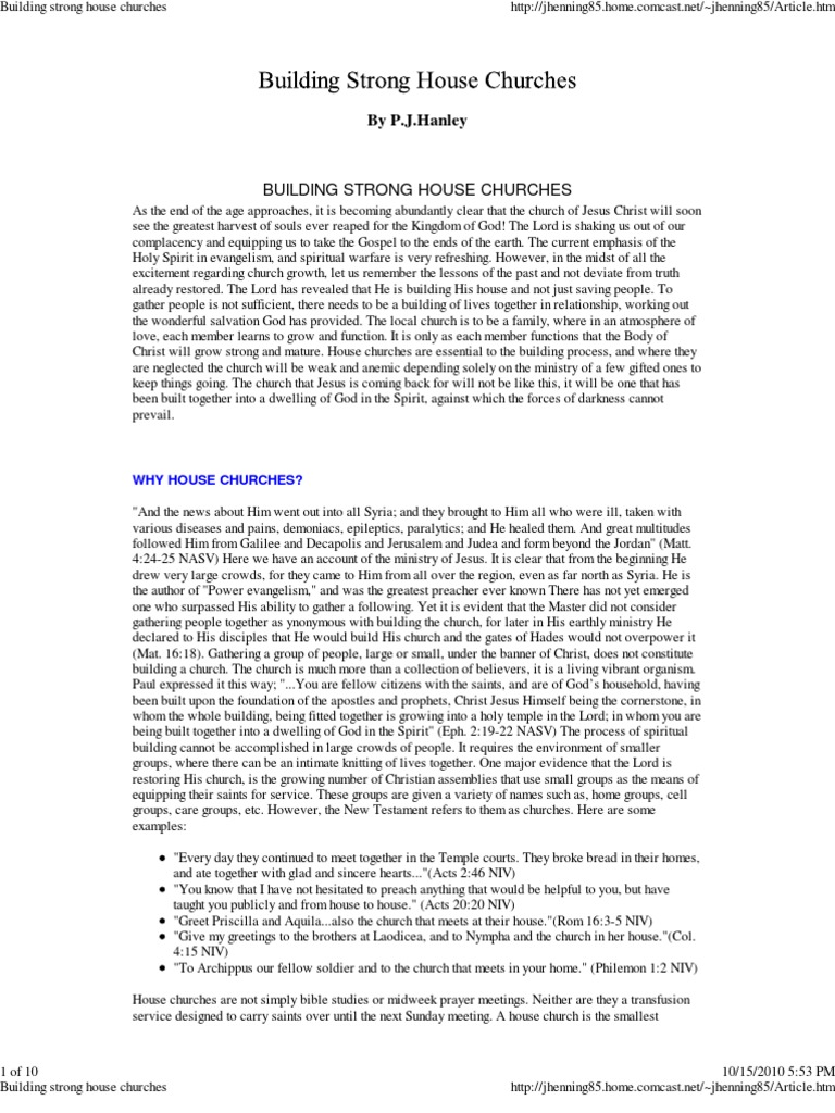 Building Strong House Churches | PDF | Spiritual Gift | Elder ...
