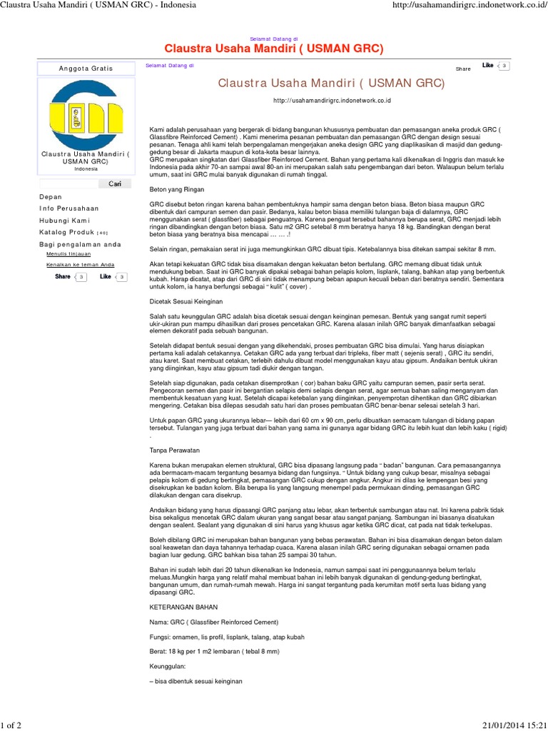 Claustra Usaha Mandiri (USMAN GRC) - Indonesia | PDF