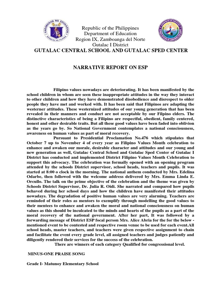 Narrative On ESP SPED As Corrected | PDF | Cognition | Psychological Concepts